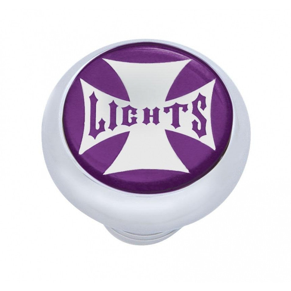 Chrome Deluxe Knob with "Lights" Purple Maltese Cross Sticker – Green ...